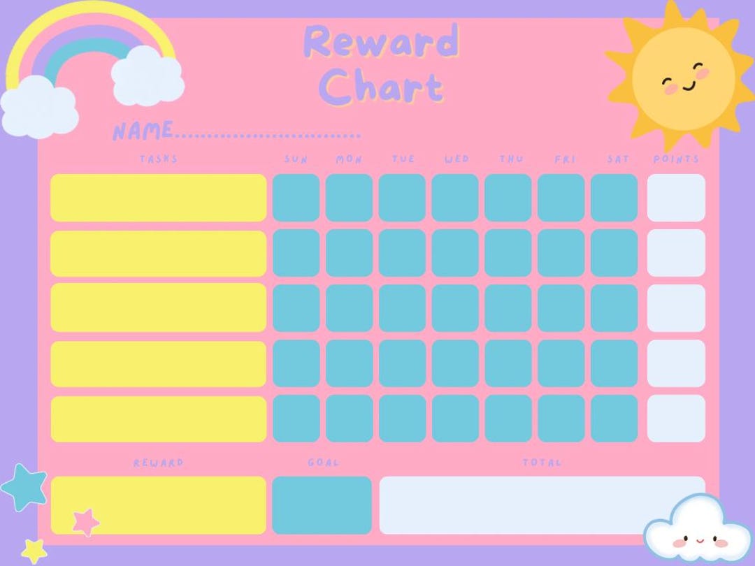 Children’s Reward Chart, Behaviour Chart, Chore Chart, Digital Download ...