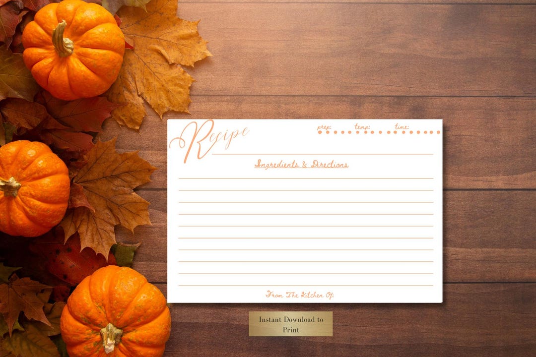 Simple Fall Recipe Card: 4x6 Printable (digital Download) - Etsy