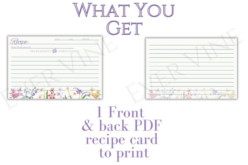 Field of Flowers Recipe Card: Printable 4x6" PDF (digital Download) - Etsy