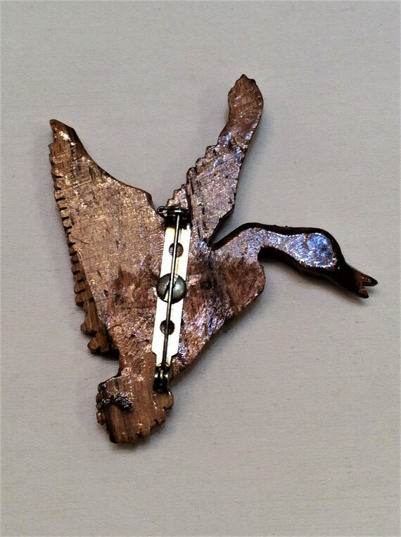 Large Carved Natural Wood Goose Duck Pin Enhanced wit… - Gem