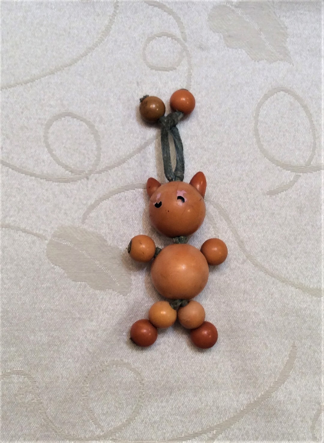 Vintage Bakelite Crib Toy Cat 1930's Original Butterscotch Beads and ...