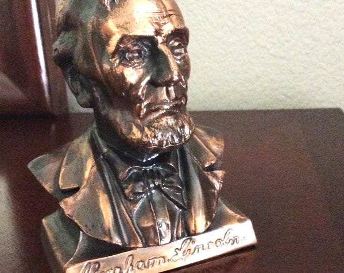 Vintage Abraham Lincoln Bust Coin Bank Bronze Solid Metal Copper Patina ...