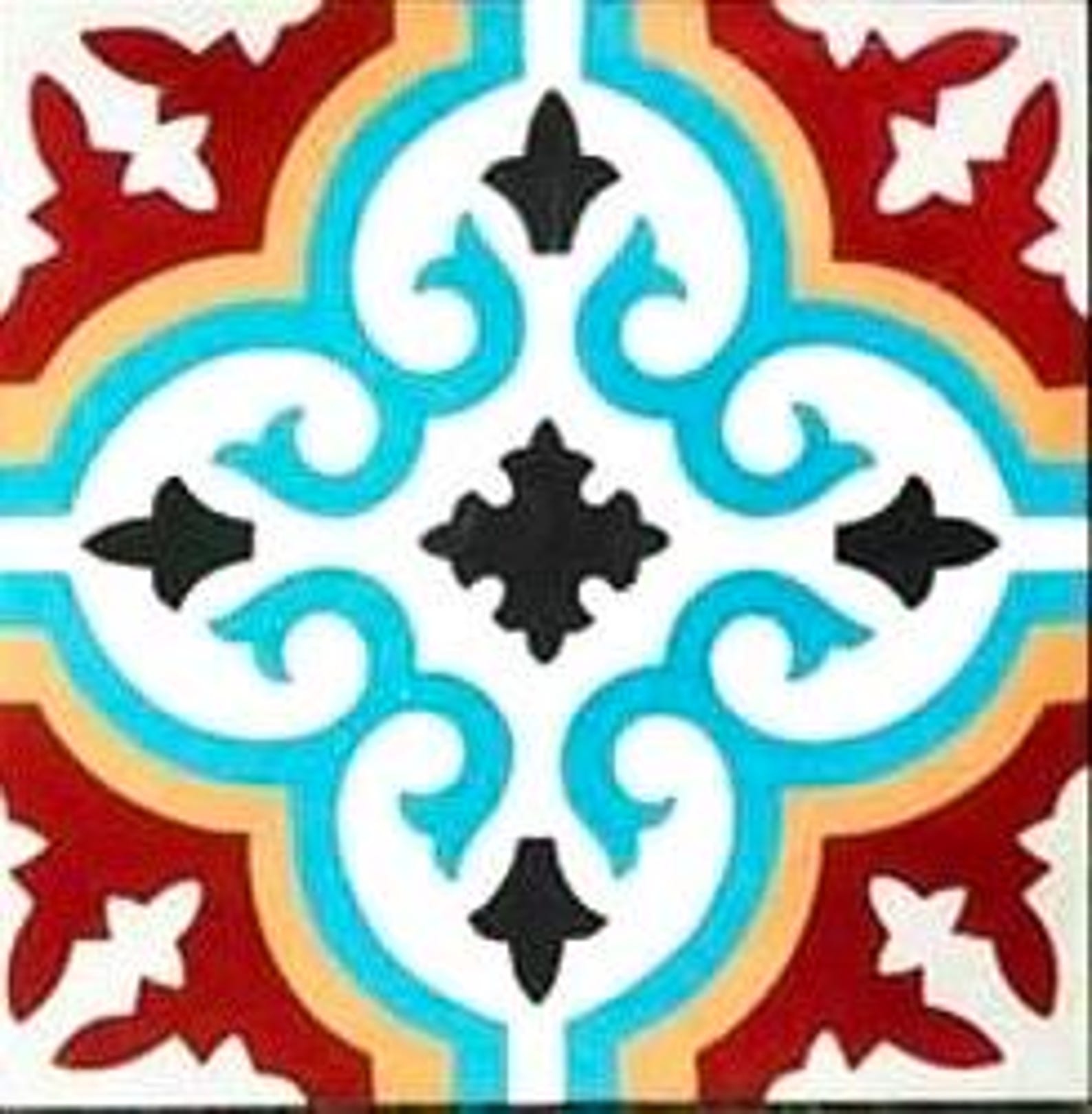 Elegant Moroccan Handcrafted Encaustic Tiles Ornate Mediterranean ...