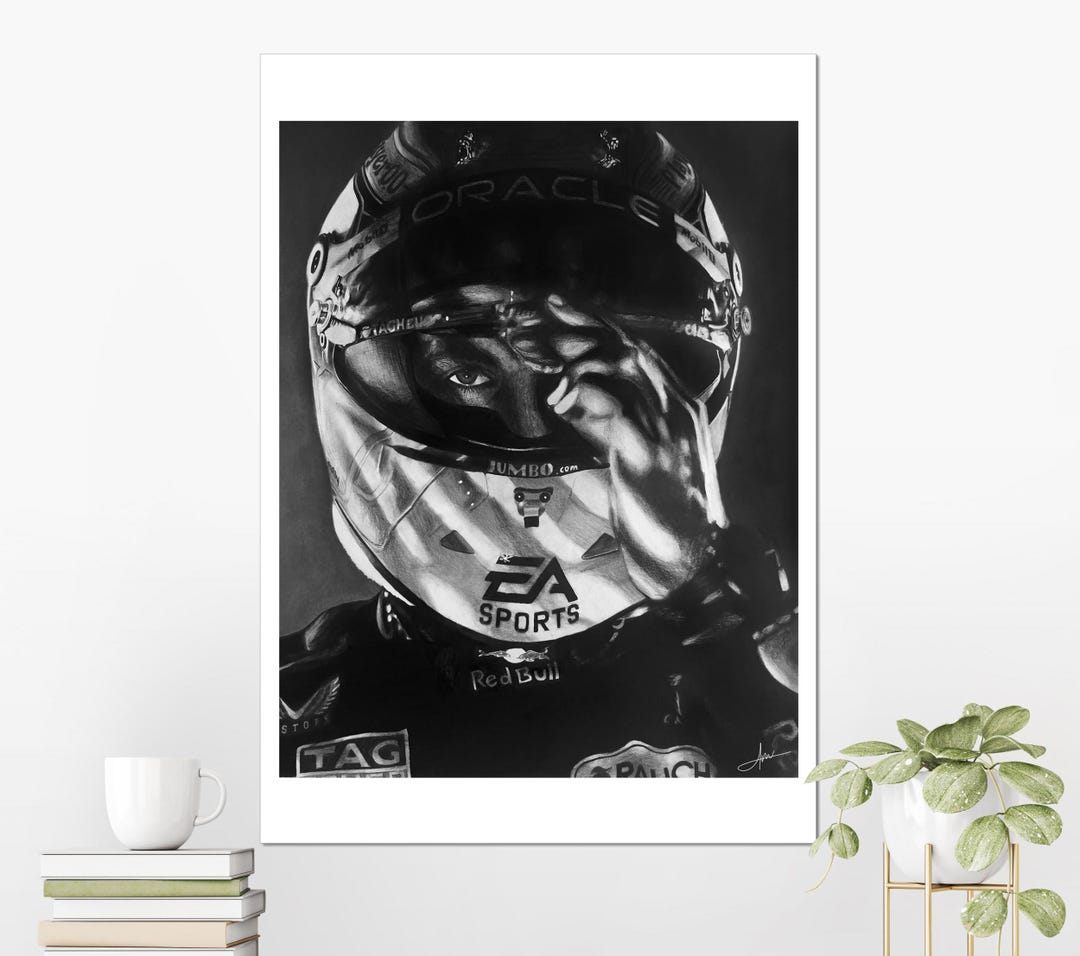 Max Verstappen Helmet Drawing | Giclée Art Print Poster | F1 Motorsport ...