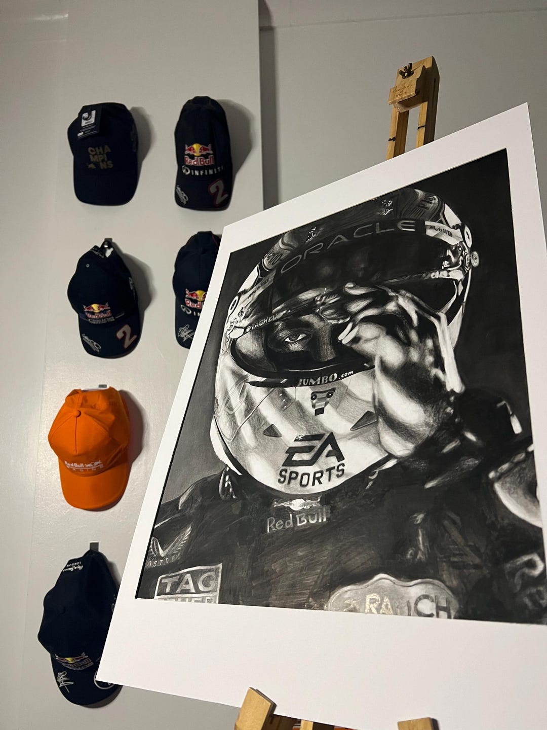 Max Verstappen Graphite Portrait: Red Bull Racing, Formula 1 Art ...