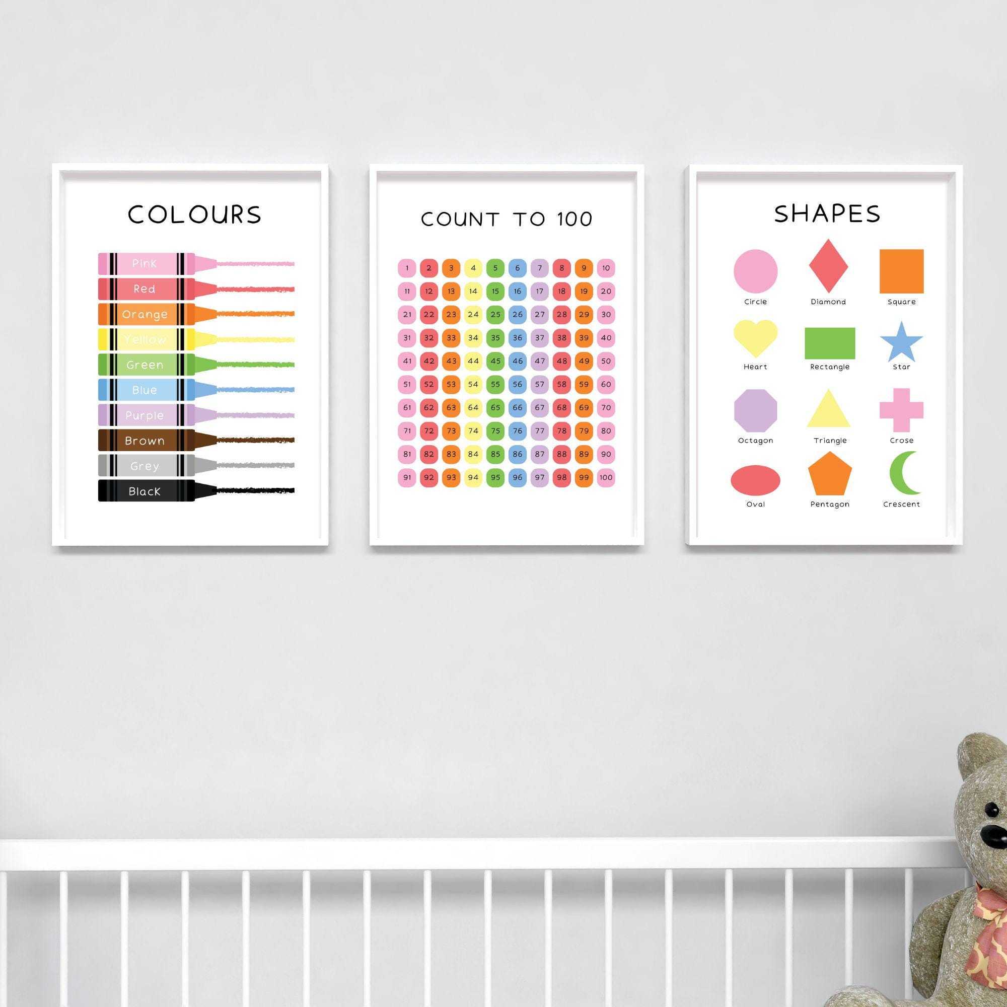 Kids Educational Poster Bundle - 10 Printable Charts - Numbers, Months ...