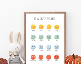 Kids Emotions Poster Feelings Chart for Emotional Intelligence SEL ...