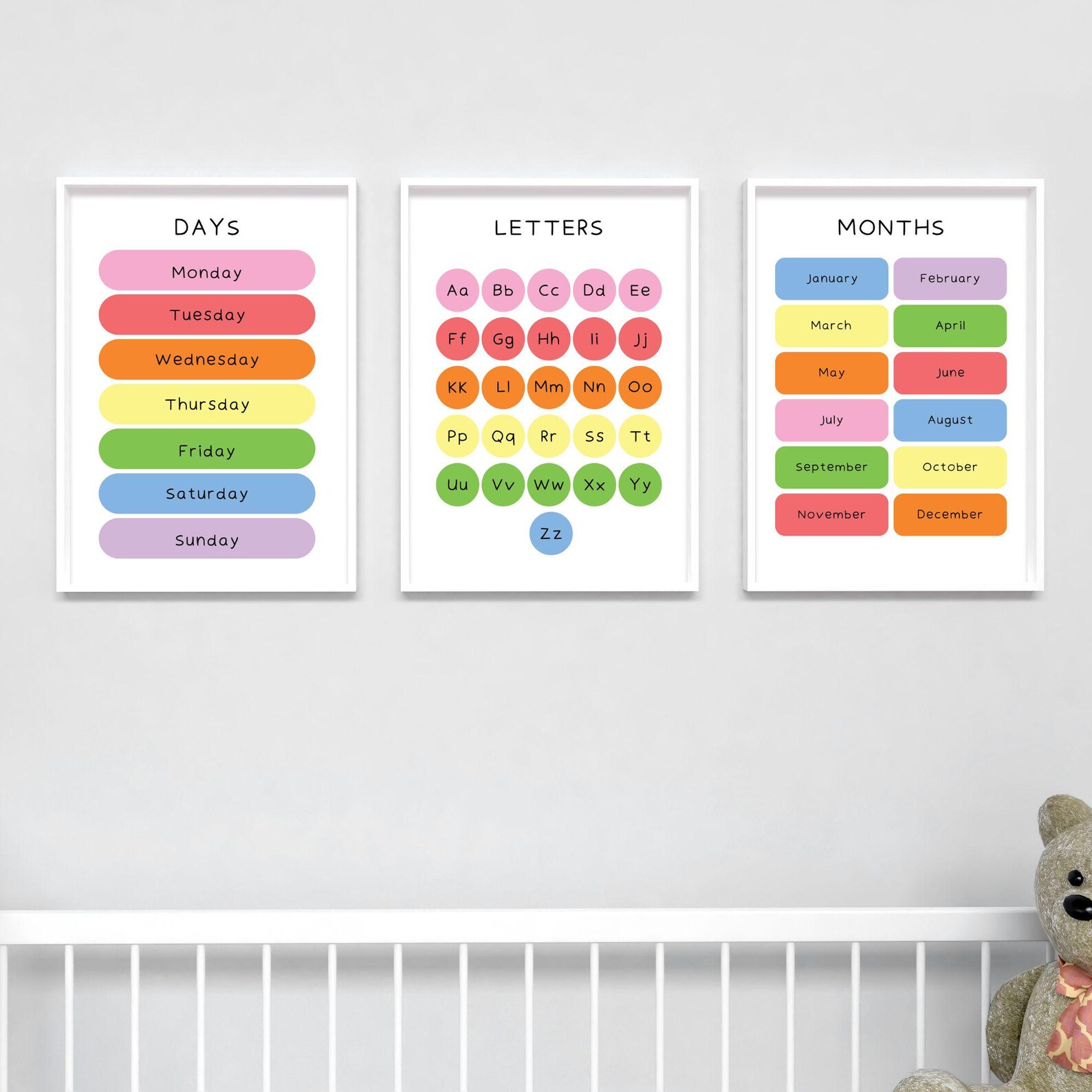 Kids Educational Poster Bundle - 10 Printable Charts - Numbers, Months ...