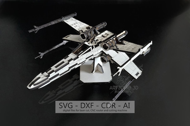 Digital File, Star Wars, Wooden 3mm 3D Model X-wing, Puzzle Laser Cut ...
