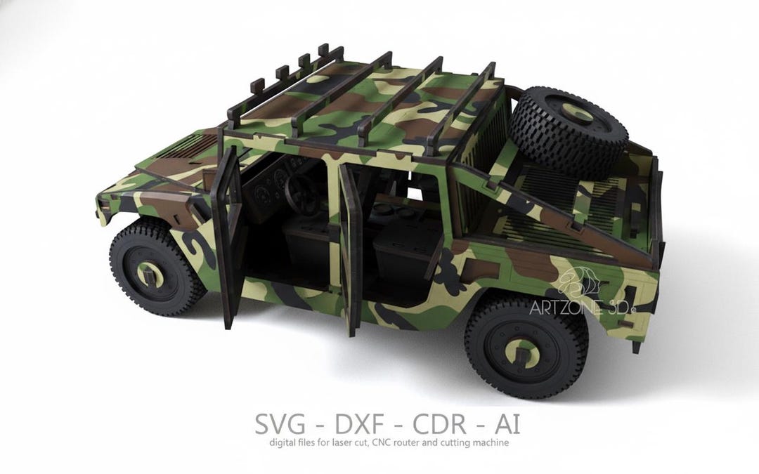 Hummer H1 3D Wooden Puzzle: Laser Cut Model Car Template (digital File ...