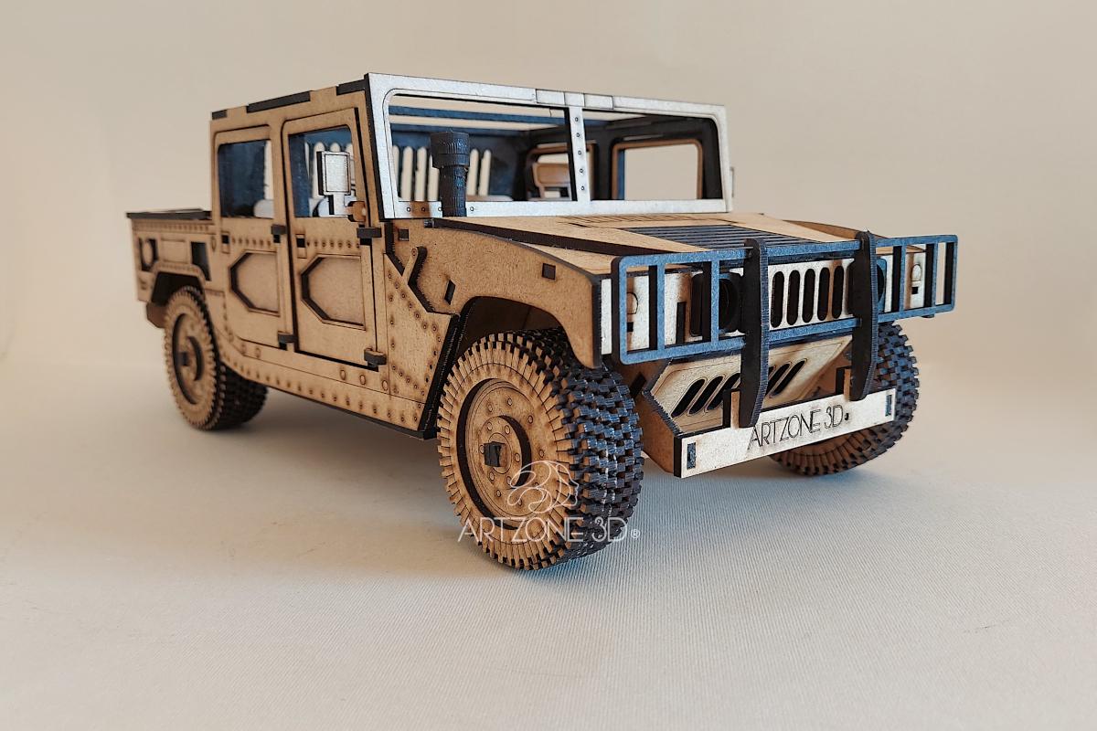 Hummer H1 3D Wooden Puzzle: Laser Cut Model Car Template (digital File ...
