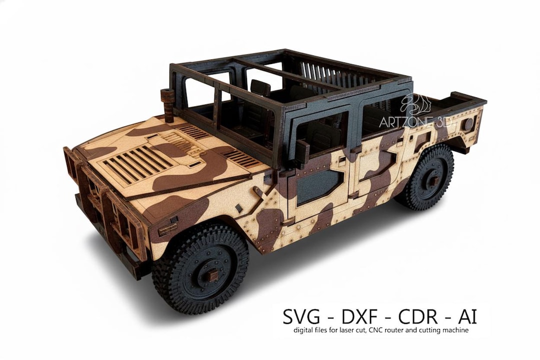 Hummer H1 3D Wooden Puzzle: Laser Cut Model Car Template (digital File ...