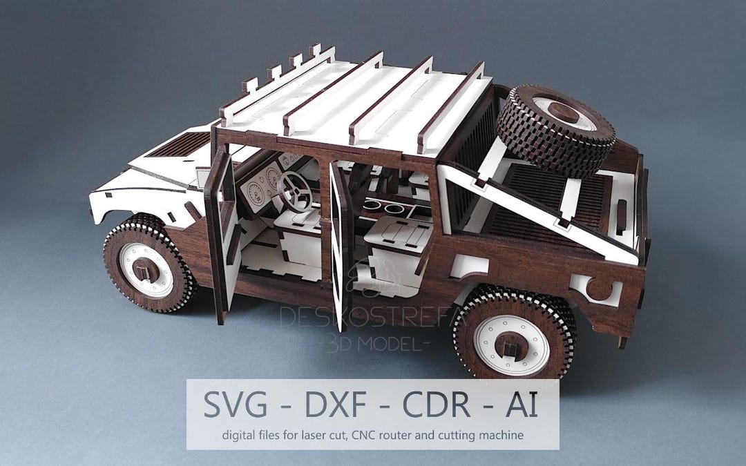 Hummer H1 3D Wooden Puzzle: Laser Cut Model Car Template (digital File ...