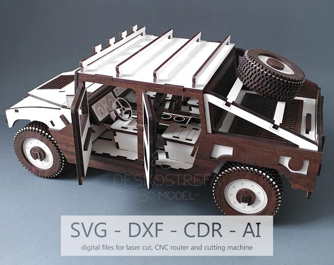 Hummer 3D Puzzle - Laser Cut Datei SVG DXF für CNC Glowforge | Holz ...