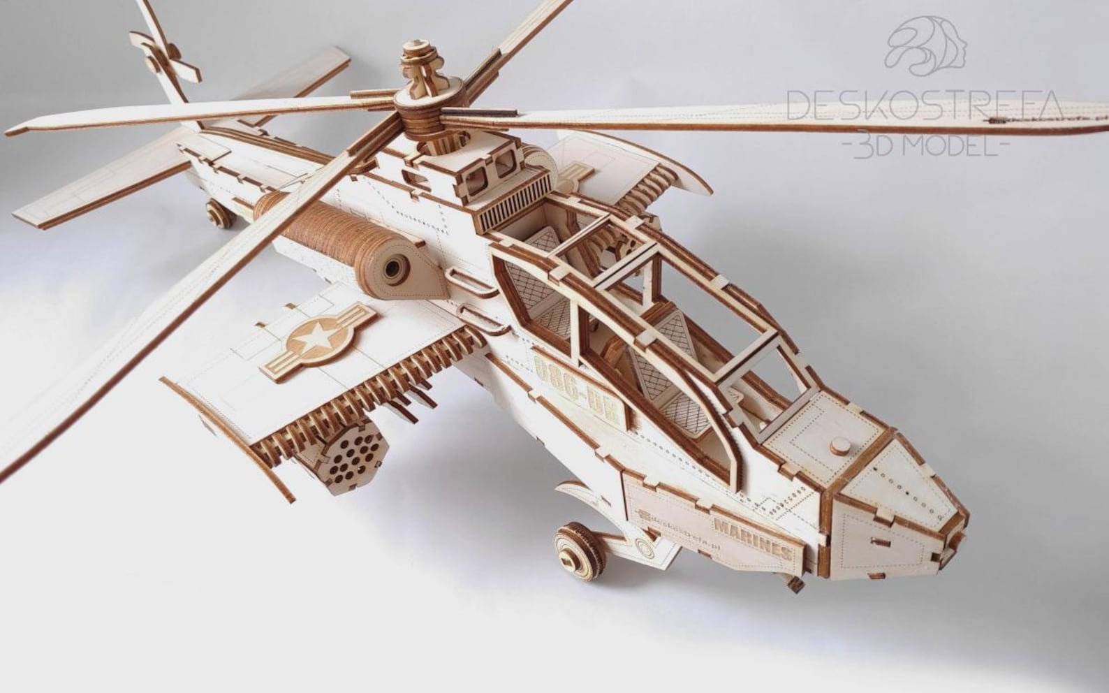 Digital File, 3d Puzzle, 3D Model Apache AH-D64, Laser Cut Template ...