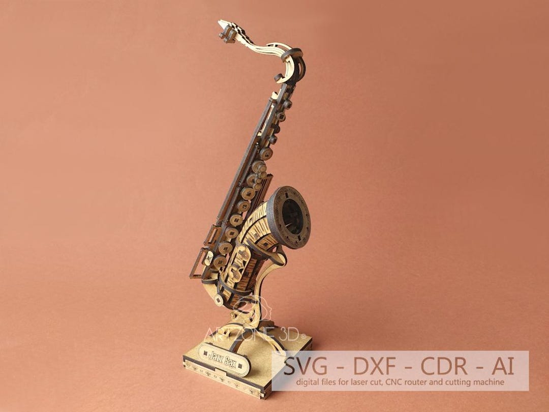 Saxophone 3D Wooden Puzzle: Laser Cut Template (digital File) - Etsy