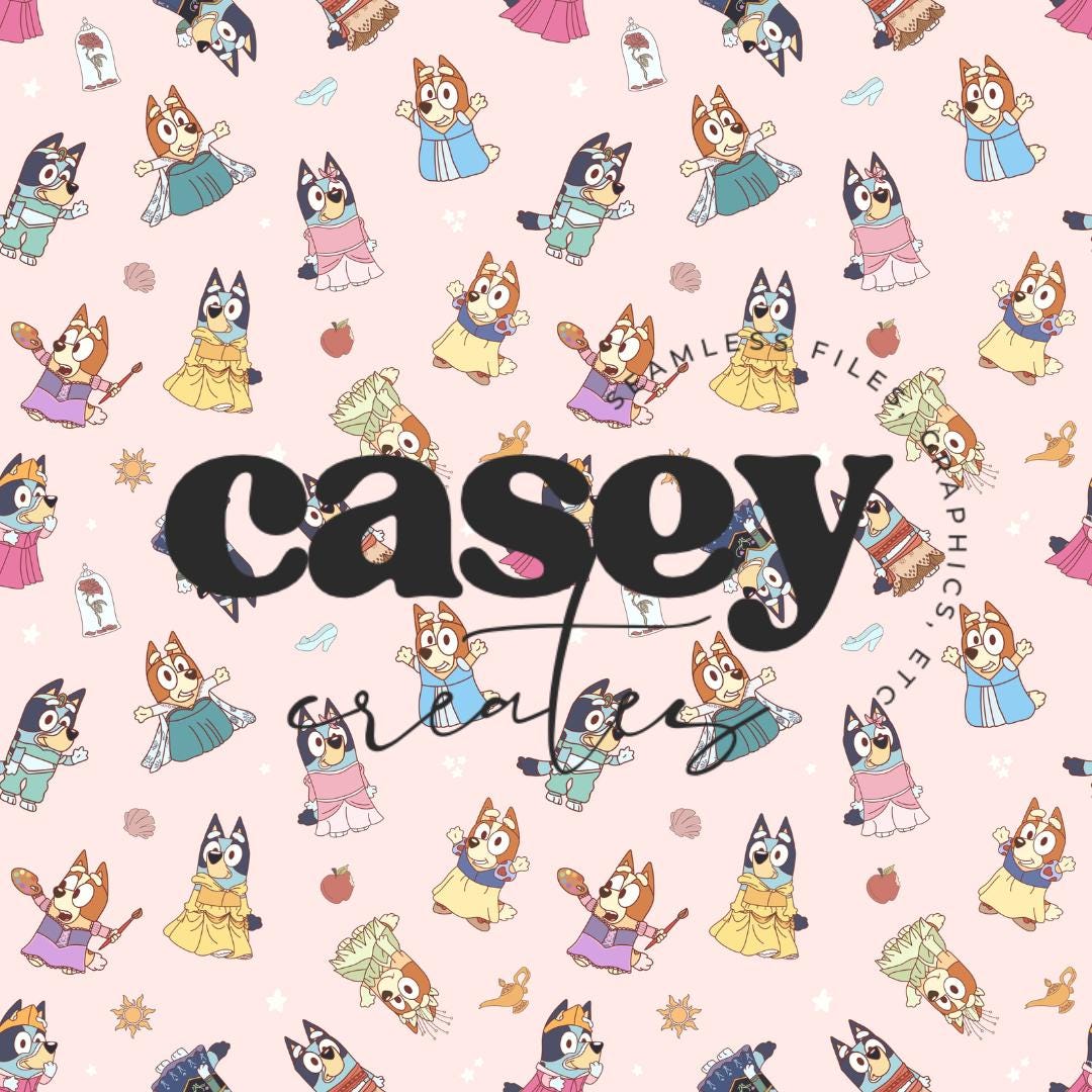 Princess Dogs Seamless File - Etsy