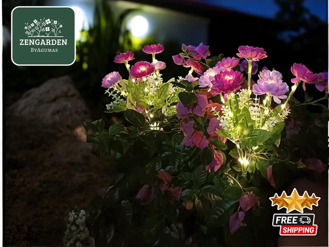 Solar Flower Garden Light | LED Floral Pathway Lamp - Etsy