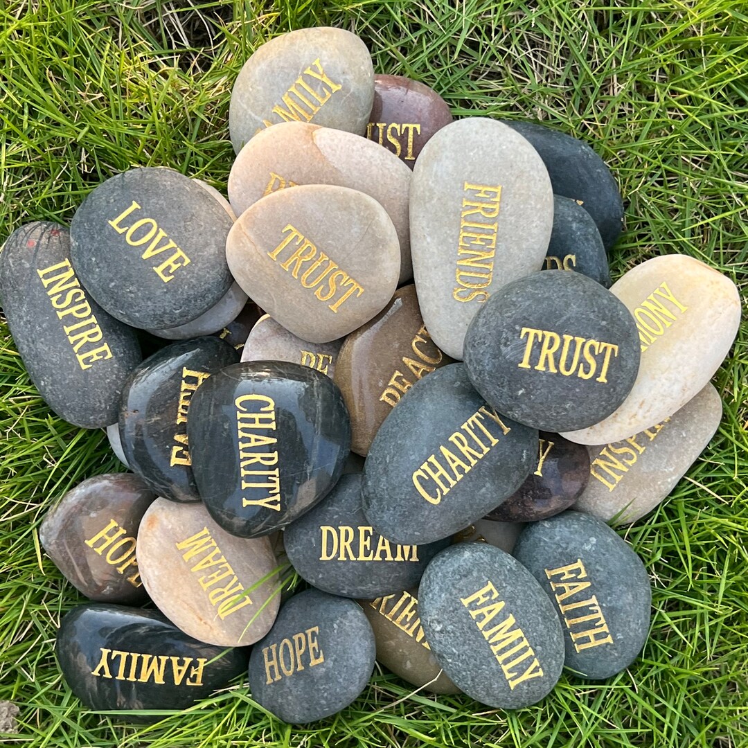 Engraved River Rocks,carving Single Word Stones,carved Pebbles-can Be ...