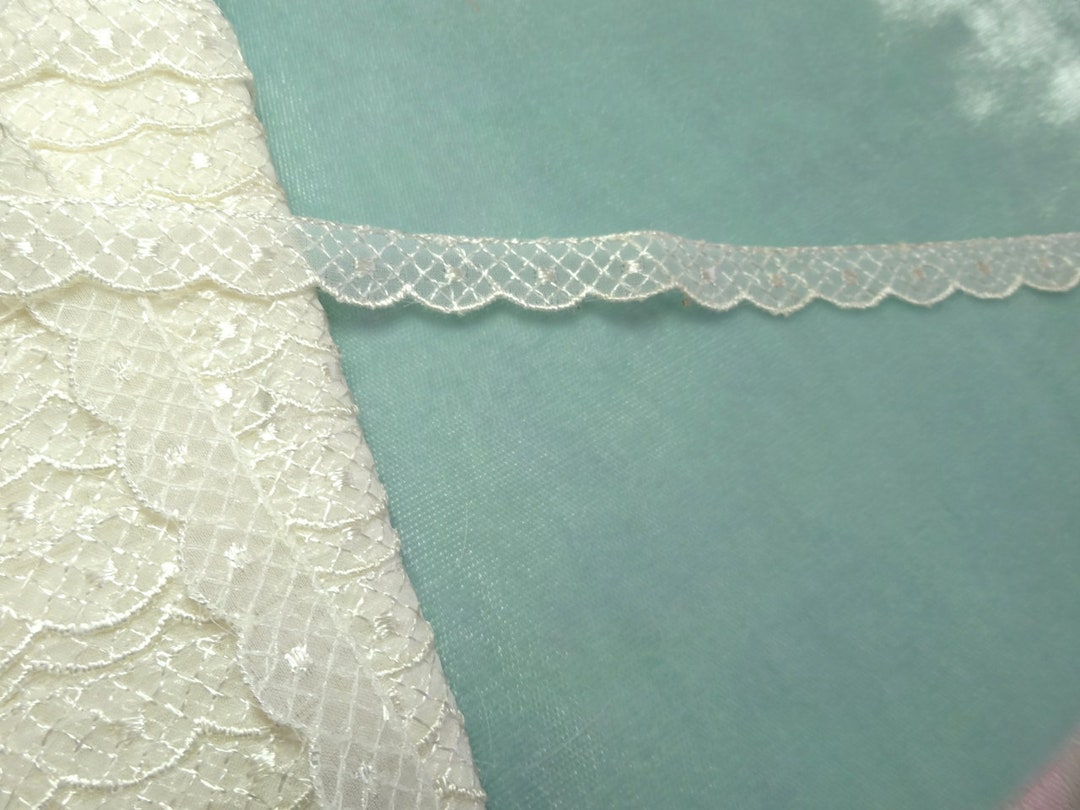 Vintage Embroidered Trim, 10 Yards Ivory Scalloped Edging, Bleuette ...