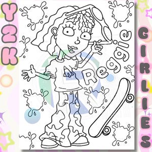 Y2K Girlie Throwback Trio Coloring Pages | Retro 2000s Icons Digital ...