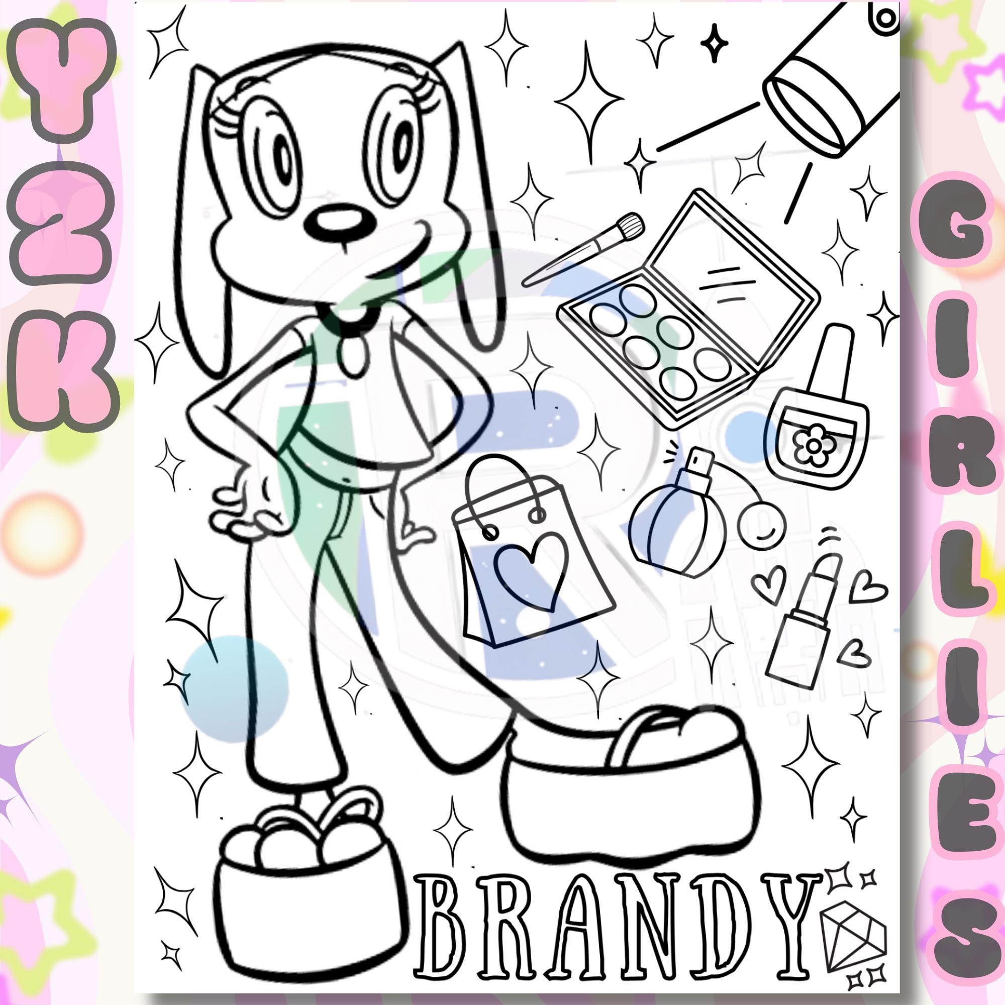 Y2K Girlie Throwback Trio Coloring Pages | Retro 2000s Icons Digital ...