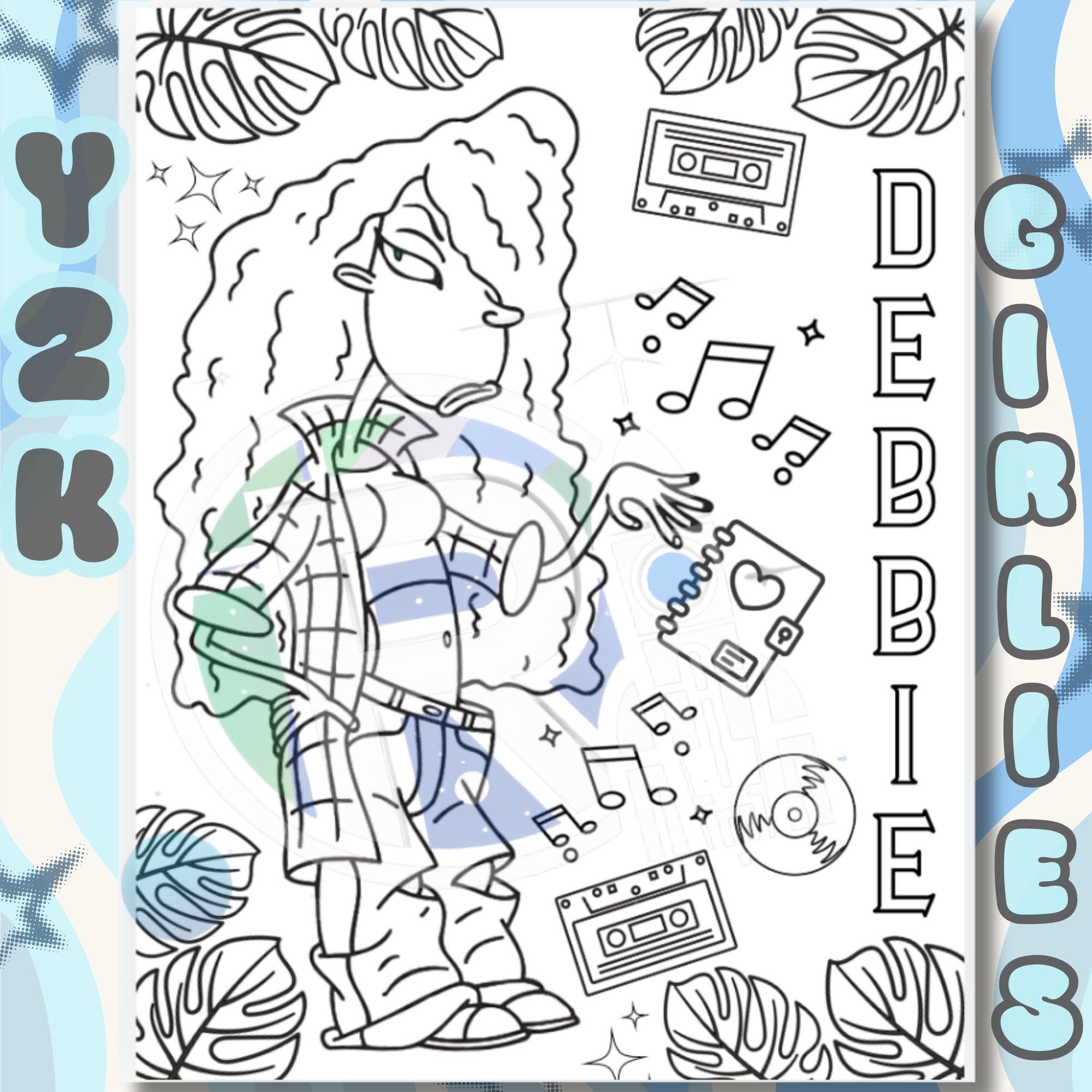 Y2K Girlie Throwback Trio Coloring Pages Retro 2000s Icons Digital ...
