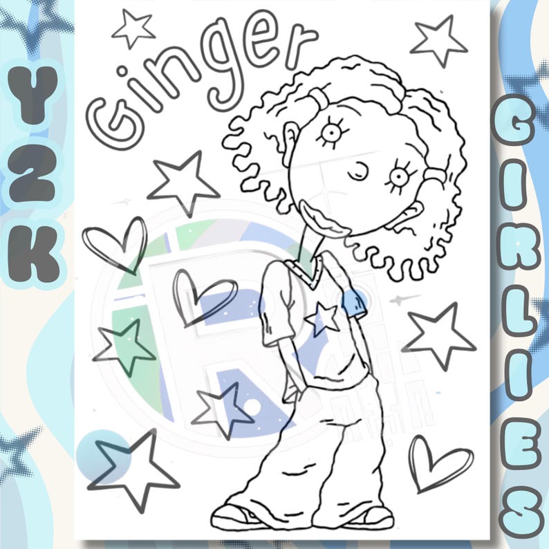 Y2K Girlie Throwback Trio Coloring Pages Retro 2000s Icons Digital ...