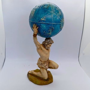 Vintage Atlas Globe Statue, Atlas Carrying the World, Office and Home ...
