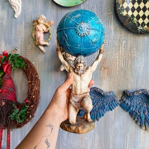 Vintage Atlas Globe Statue, Atlas Carrying the World, Office and Home ...