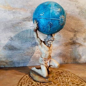Vintage Atlas Globe Statue, Atlas Carrying the World, Office and Home ...