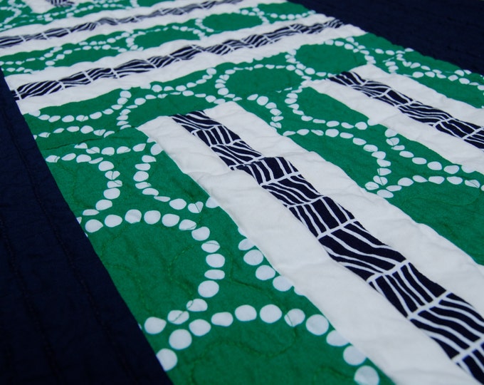 Baby Quilt in Kelly Green and Navy Blue - Preppy and Modern - Etsy