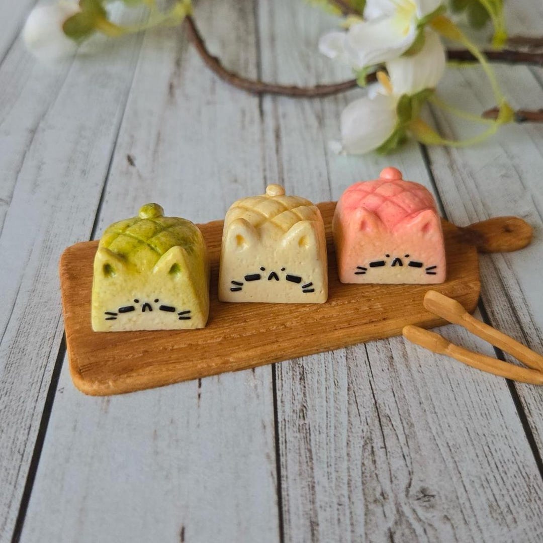 Melon Bread Cute Cats Artisan Keycaps | Matcha Original Strawberry ...