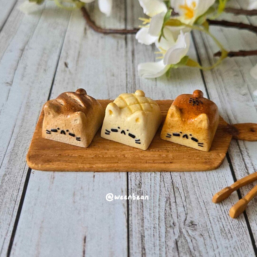 Cat Bakery Artisan Keycaps - Cute Cat Loaf, Cat Melon Bread & Cat Baked ...