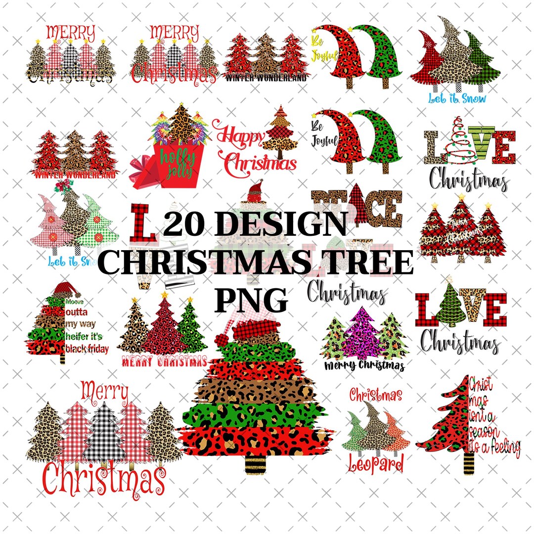 Groovy Christmas Tree Bundle PNG Retro Christmas Tree Clipart Style ...