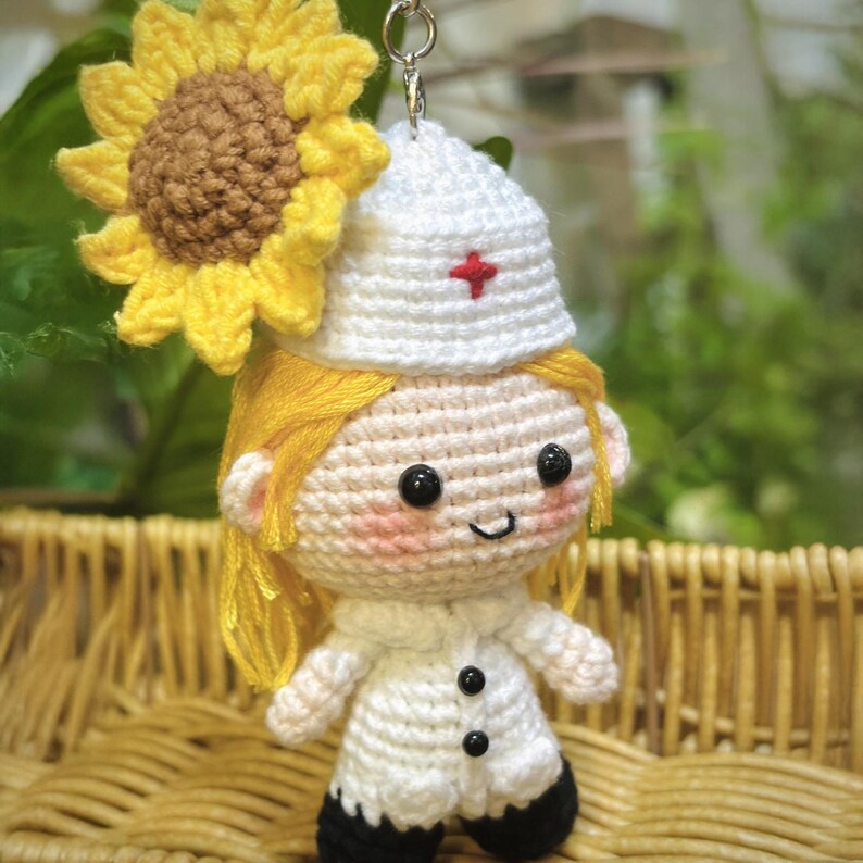 Handmade Crochet Doctor Len Doll Keychain | Handmade Crochet Sunflower ...