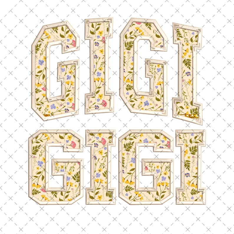 Gigi Applique Embroidery Design | Satin Stitch Mother's Day Embroidery ...