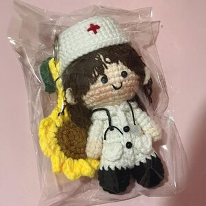 Handmade Crochet Doctor Len Doll Keychain | Handmade Crochet Sunflower ...