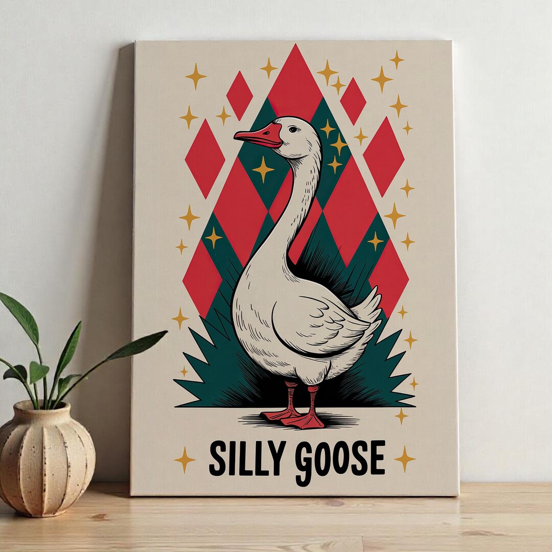 Silly Goose Print, Trendy Wall Art, Apartment Decor, Retro Wall Art ...