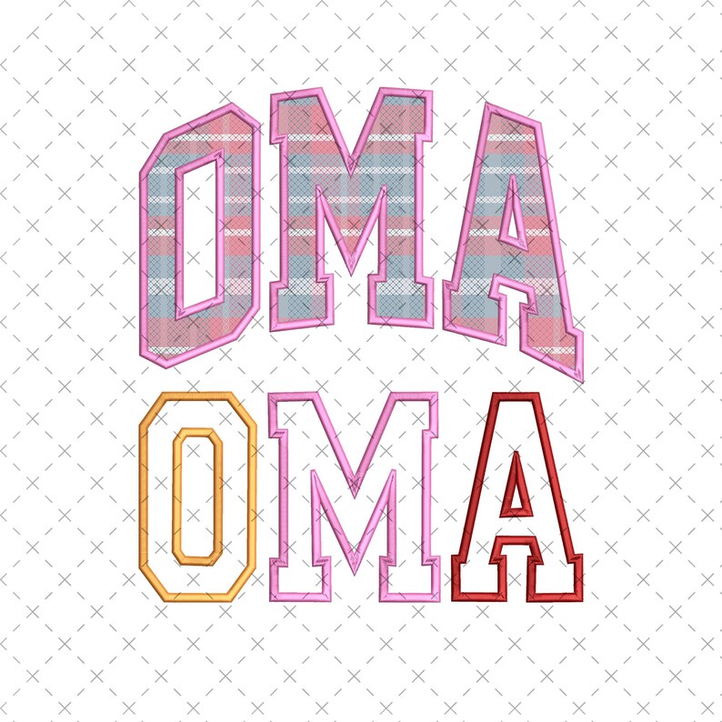 Oma Applique Embroidery Design, Arched Outline File for Machine ...