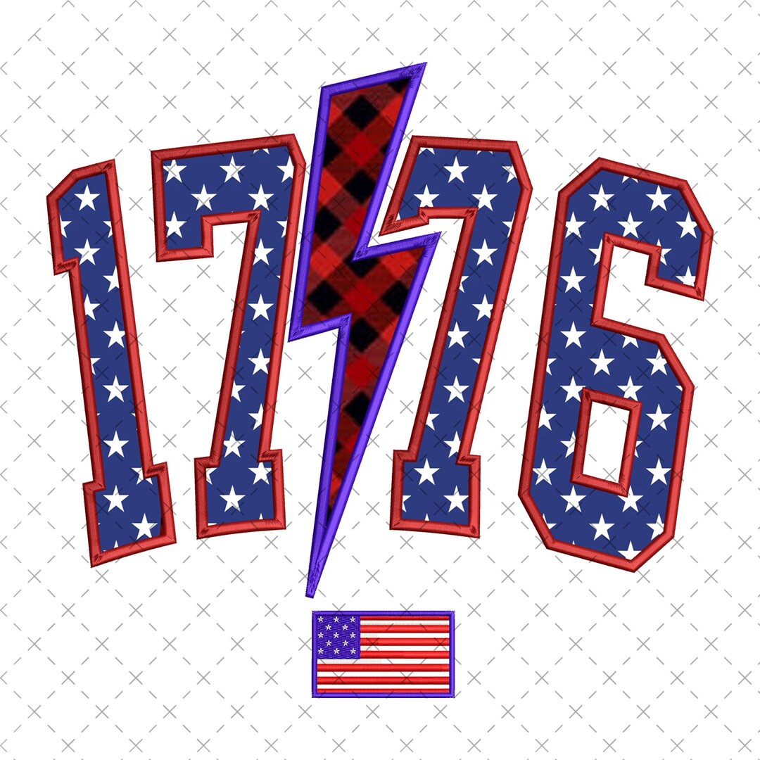 1776 America Applique Embroidery Design | Satin Stitch Embroidery ...