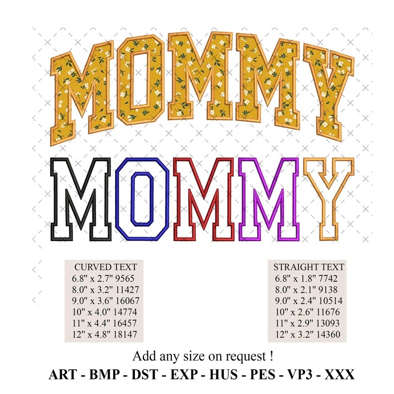 Mommy Applique Embroidery Design, Mommy Arched Outline File for Machine ...