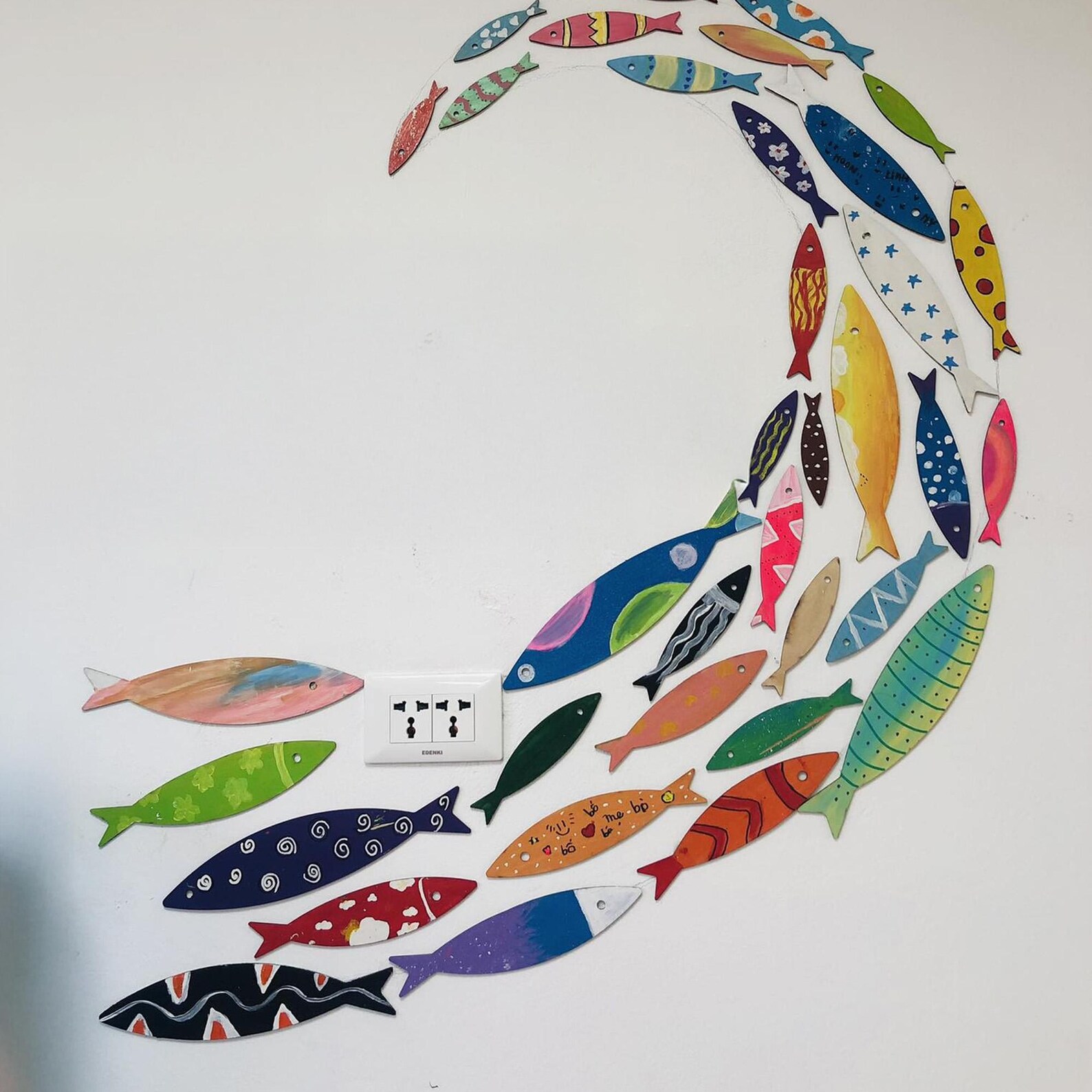 Set of 50 Hand Painted 10cm Decorative Wooden Fish - Wall Decor for ...
