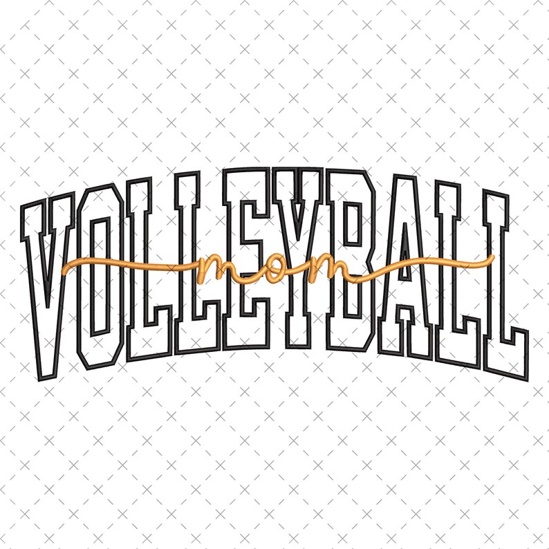 Volleyball Mom Applique Embroidery Design | Satin Stitch Embroidery ...