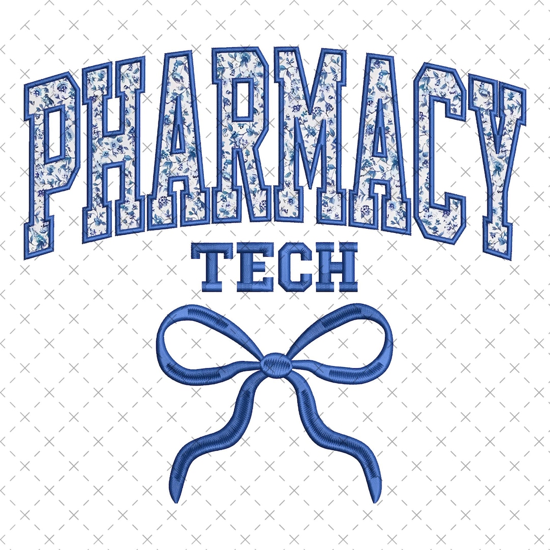 Pharmacy Tech Applique Embroidery Design: Satin Stitch (instant ...
