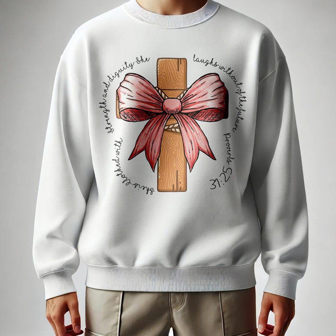 Preppy Design Png,proverbs She is Clothed With Strength Coquette Bow ...