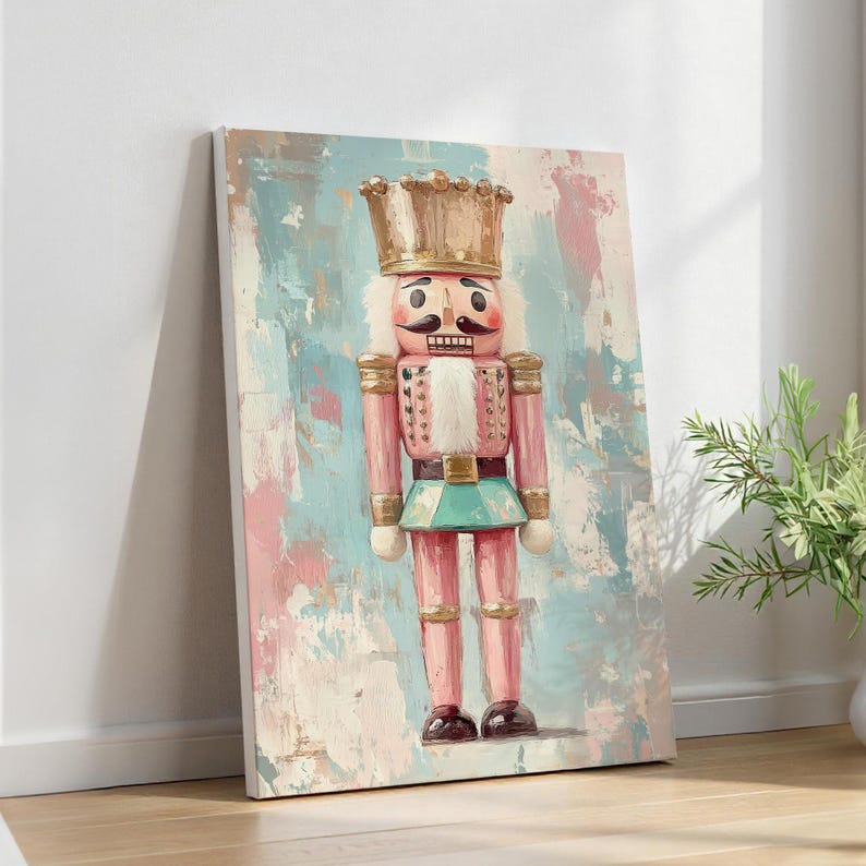 Printable Pink Nutcracker Art Trendy Christmas Wall Decor Trendy Pastel ...