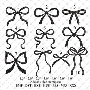 Mini Bow Machine Embroidery Design: Satin Stitch Bows (digital File) - Etsy
