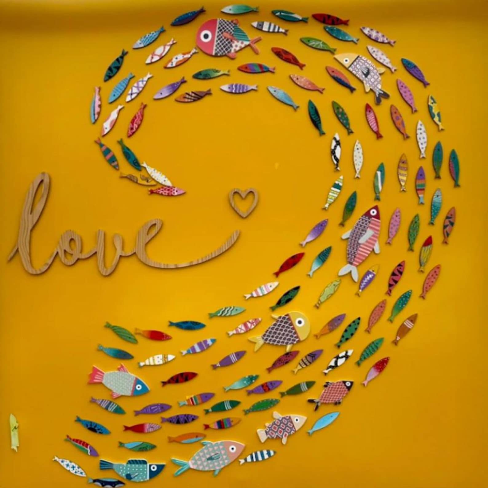 Set of 50 Hand Painted 10cm Decorative Wooden Fish - Wall Decor for ...