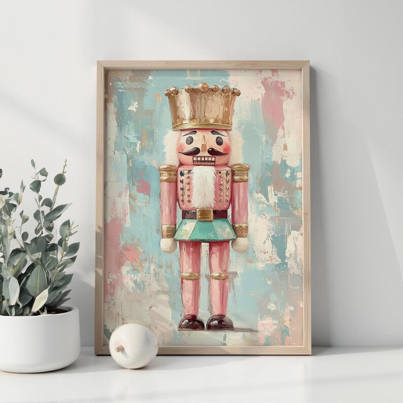 Printable Pink Nutcracker Art Trendy Christmas Wall Decor Trendy Pastel ...